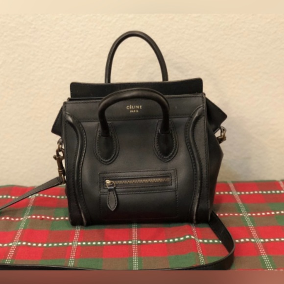 Celine | Bags | Celine Nano Luggage Bag In Drummed Calfskin Black | Poshmark